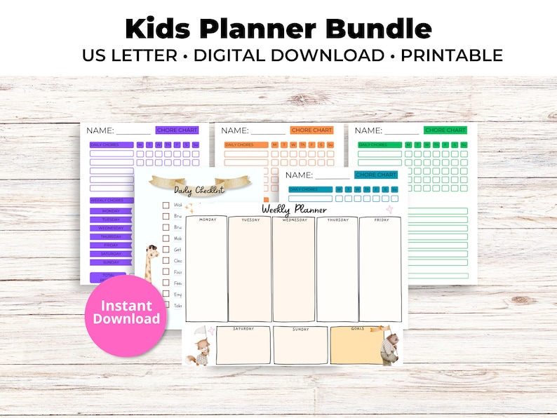 Editable Kids Planning Bundle | Editable Weekly Planner | Editable ...
