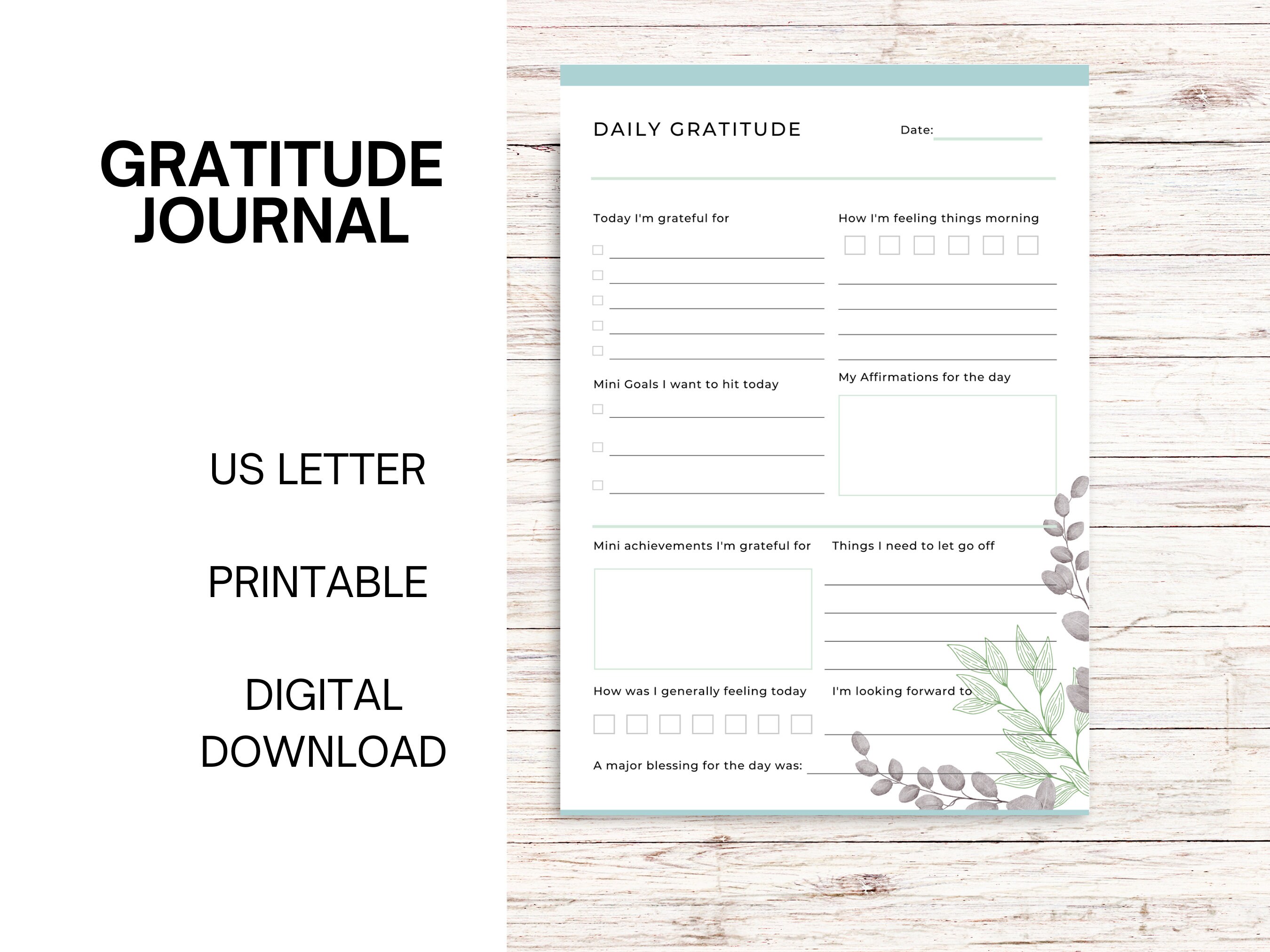 Printable Minimalist Gratitude Journal - Etsy