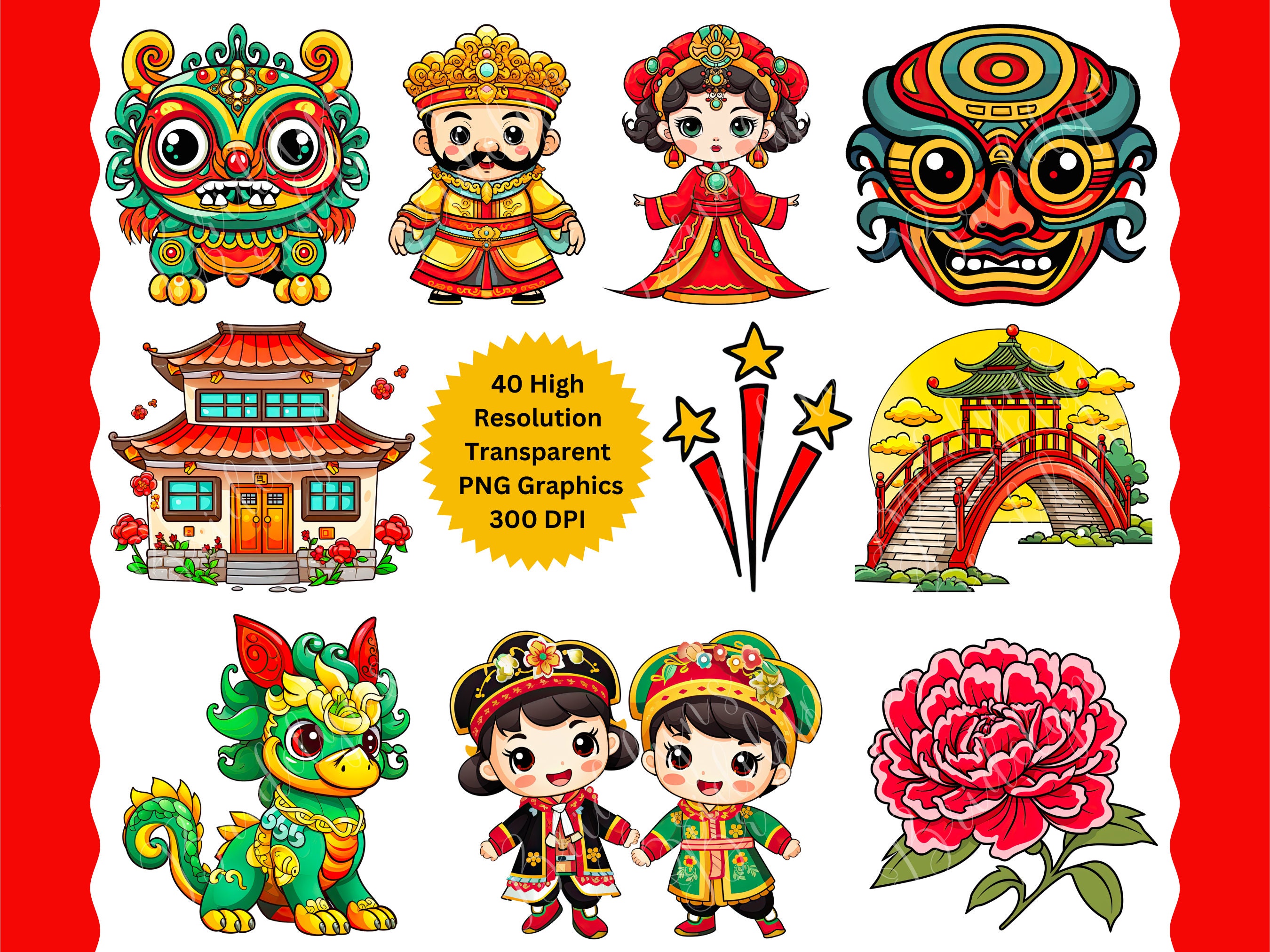 Chinese Clipart Bundle, China Clipart, Asian Clipart, Dragon Clipart ...