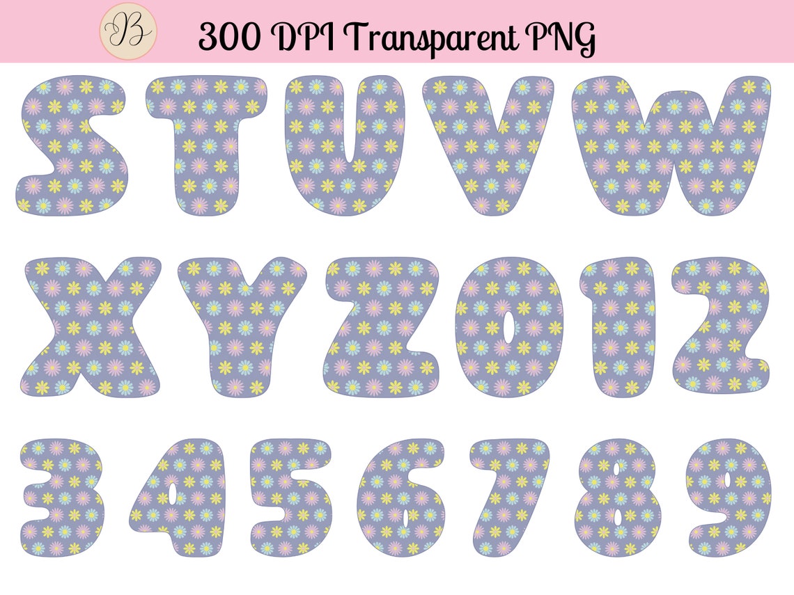 Cute Daisy Alphabet Clipart, Springtime Doodle Letters, Alphabet ...