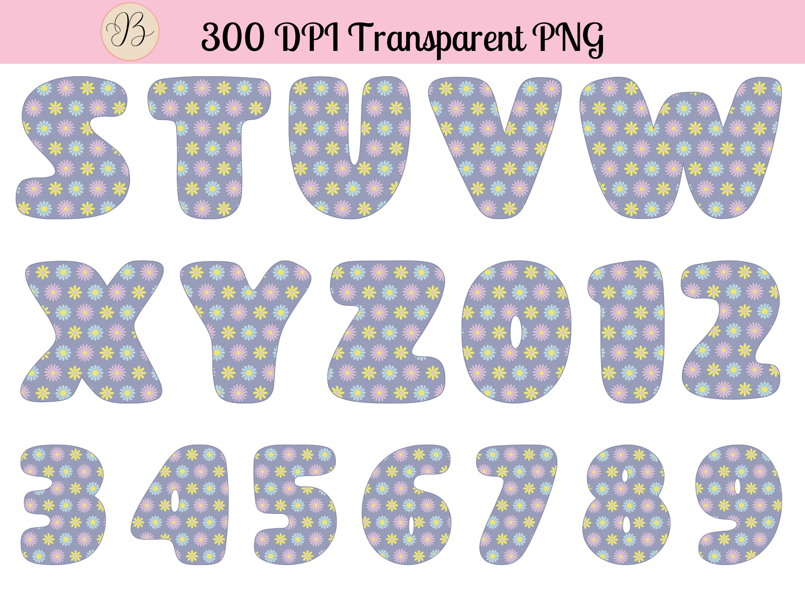 Cute Daisy Alphabet Clipart, Springtime Doodle Letters, Alphabet ...