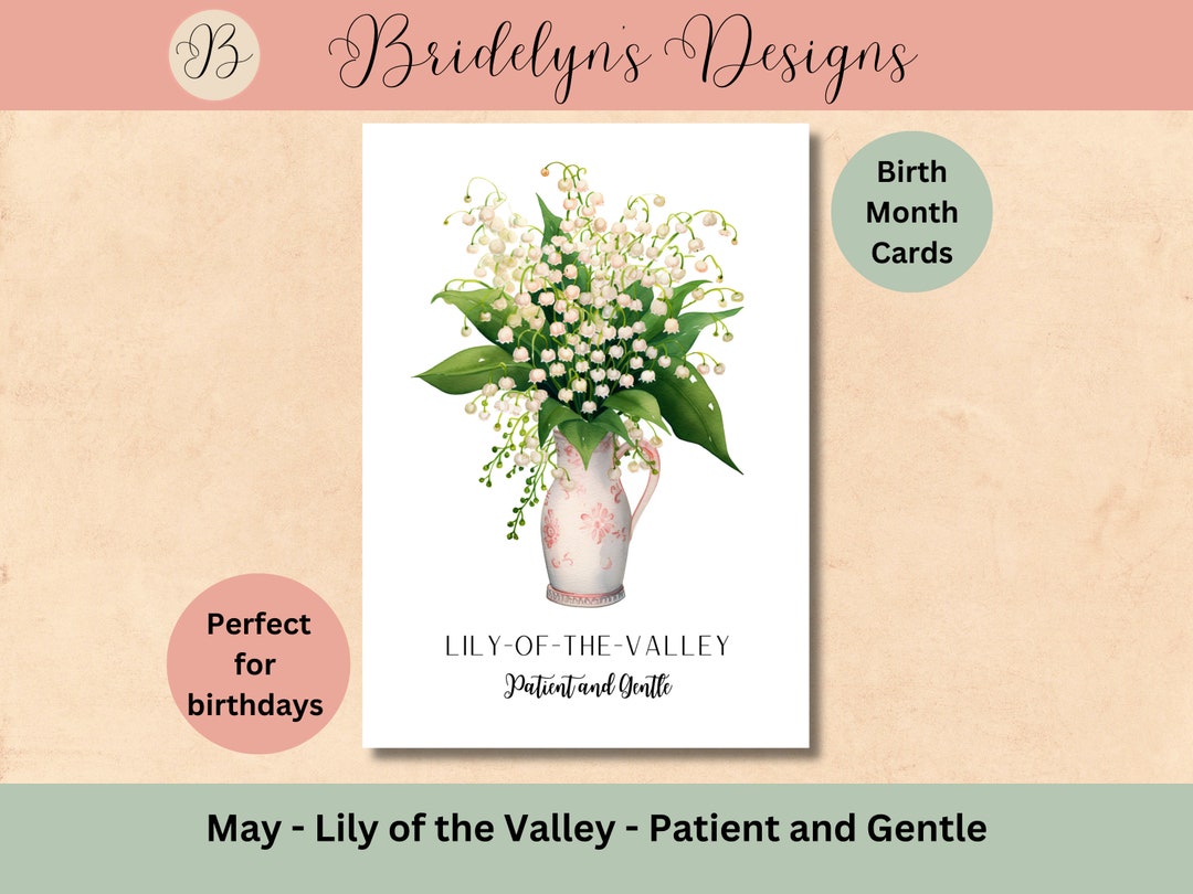 Floral Birth Month Card, May Lily of the Valley Birthday Card ...