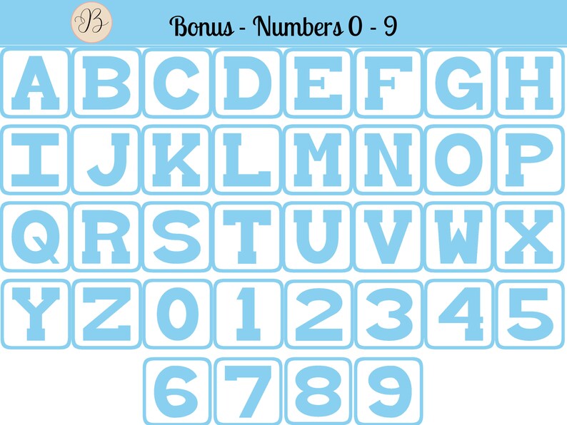 Baby Block Alphabet Clipart Bundle, Printable Baby Block Font, Cute ...