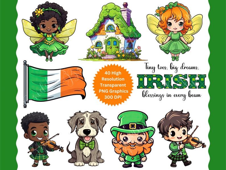 St Patricks Clipart Bundle, Irish Clipart, Ireland PNG, Irish Kawaii ...
