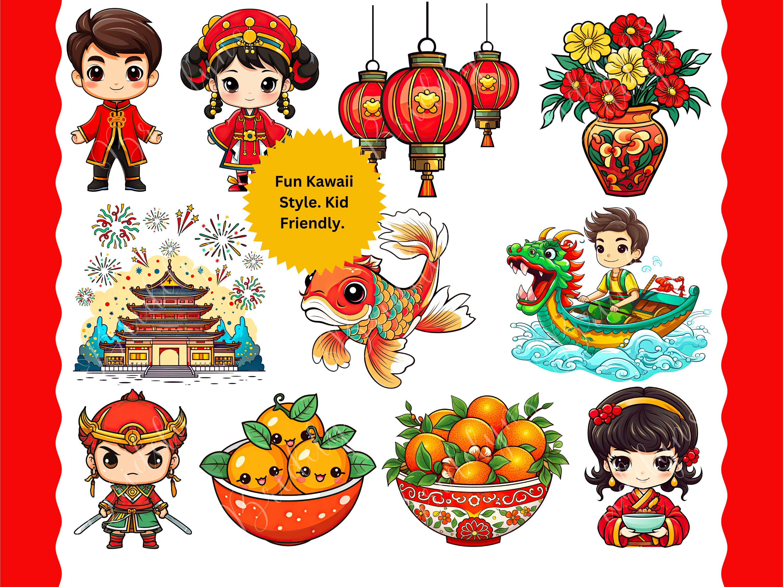 Chinese Clipart Bundle, China Clipart, Asian Clipart, Dragon Clipart ...