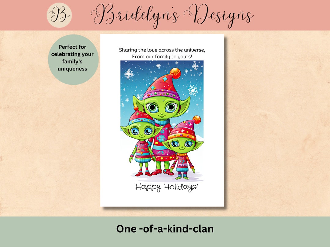 Alien Christmas Card Family Christmas Card Unique Holiday - Etsy