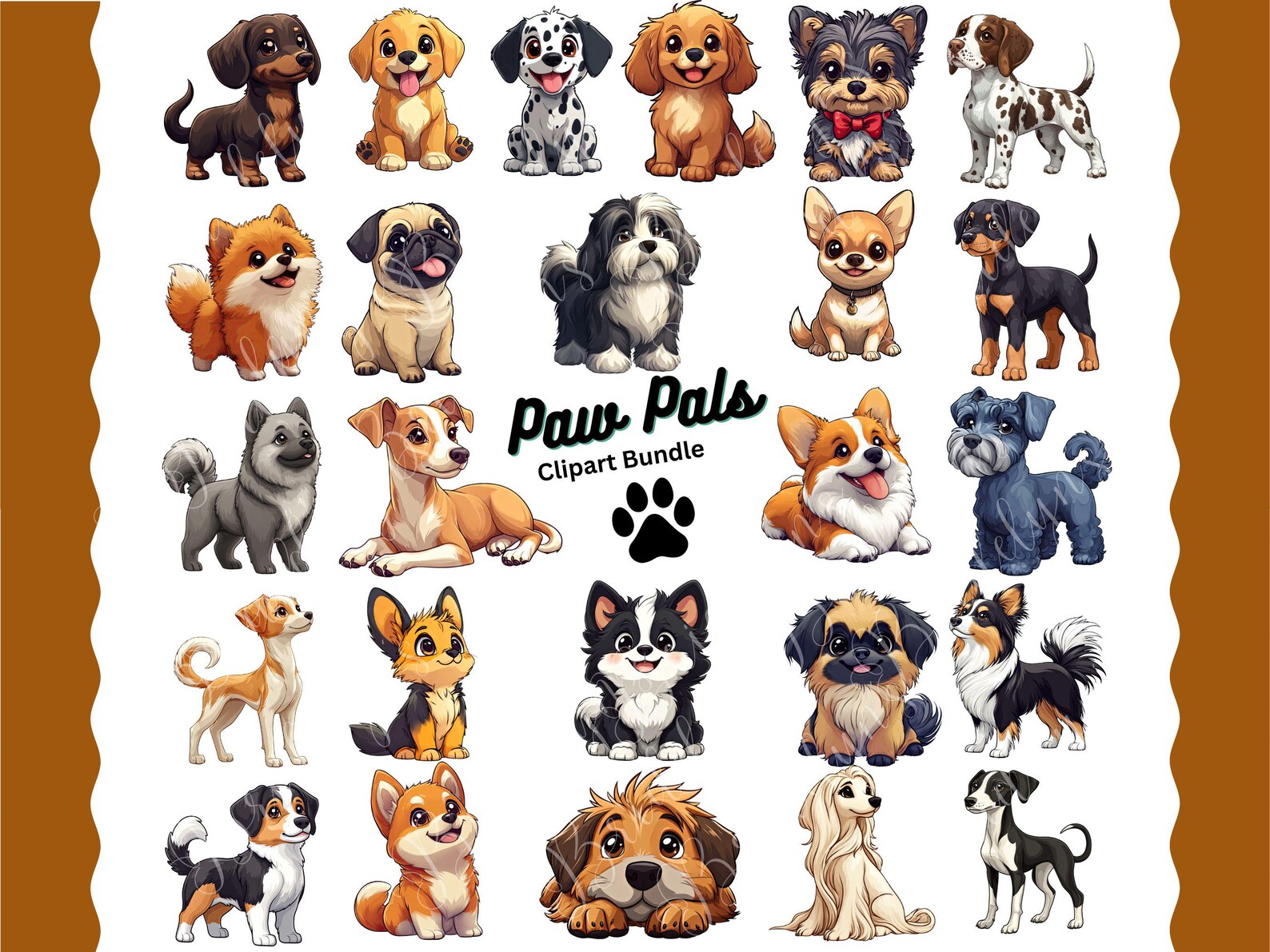Cute Dog Breed Clipart Bundle, Chibi Dog Images, Puppy PNG Images ...