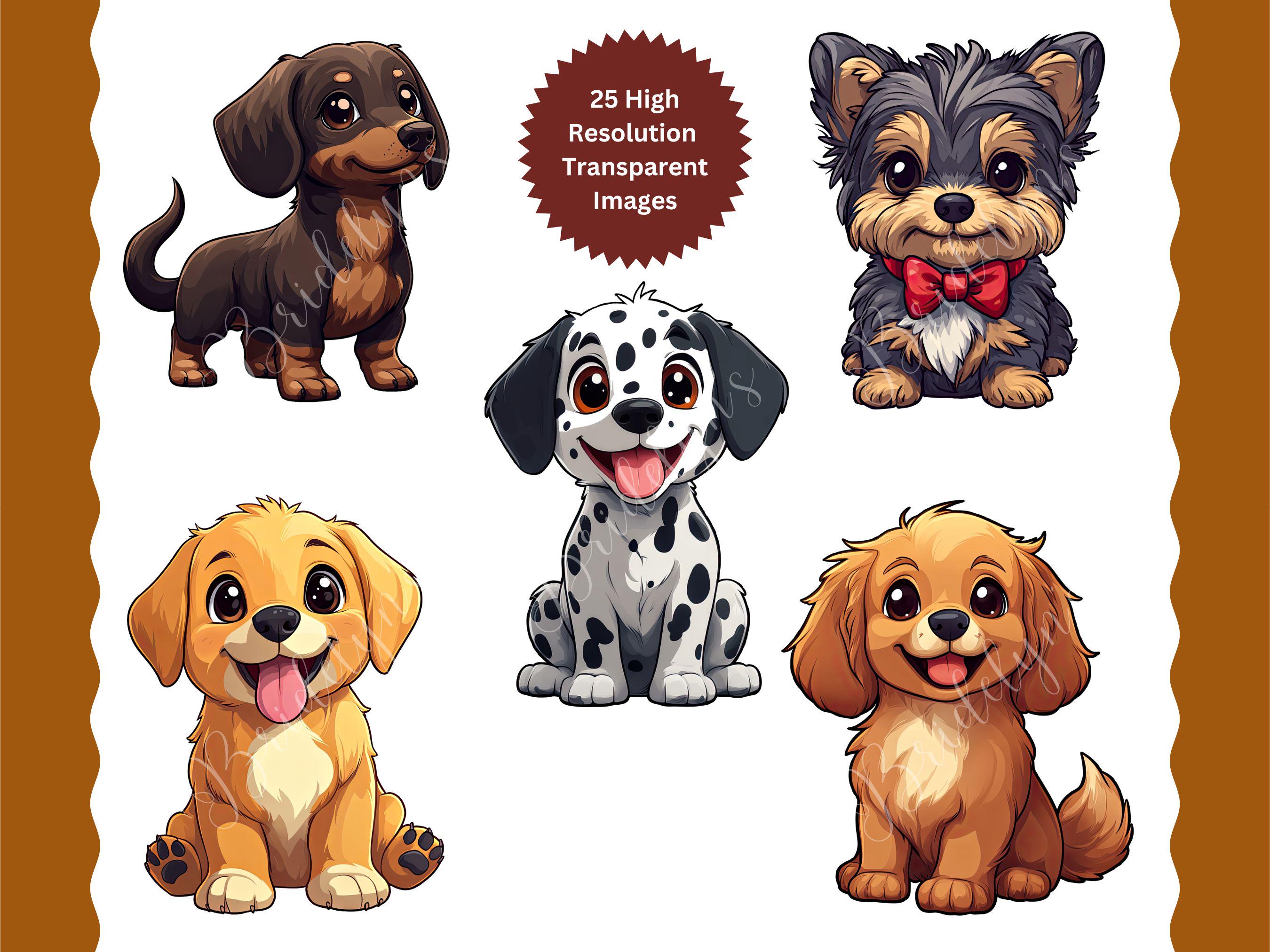 Cute Dog Breed Clipart Bundle, Chibi Dog Images, Puppy PNG Images ...