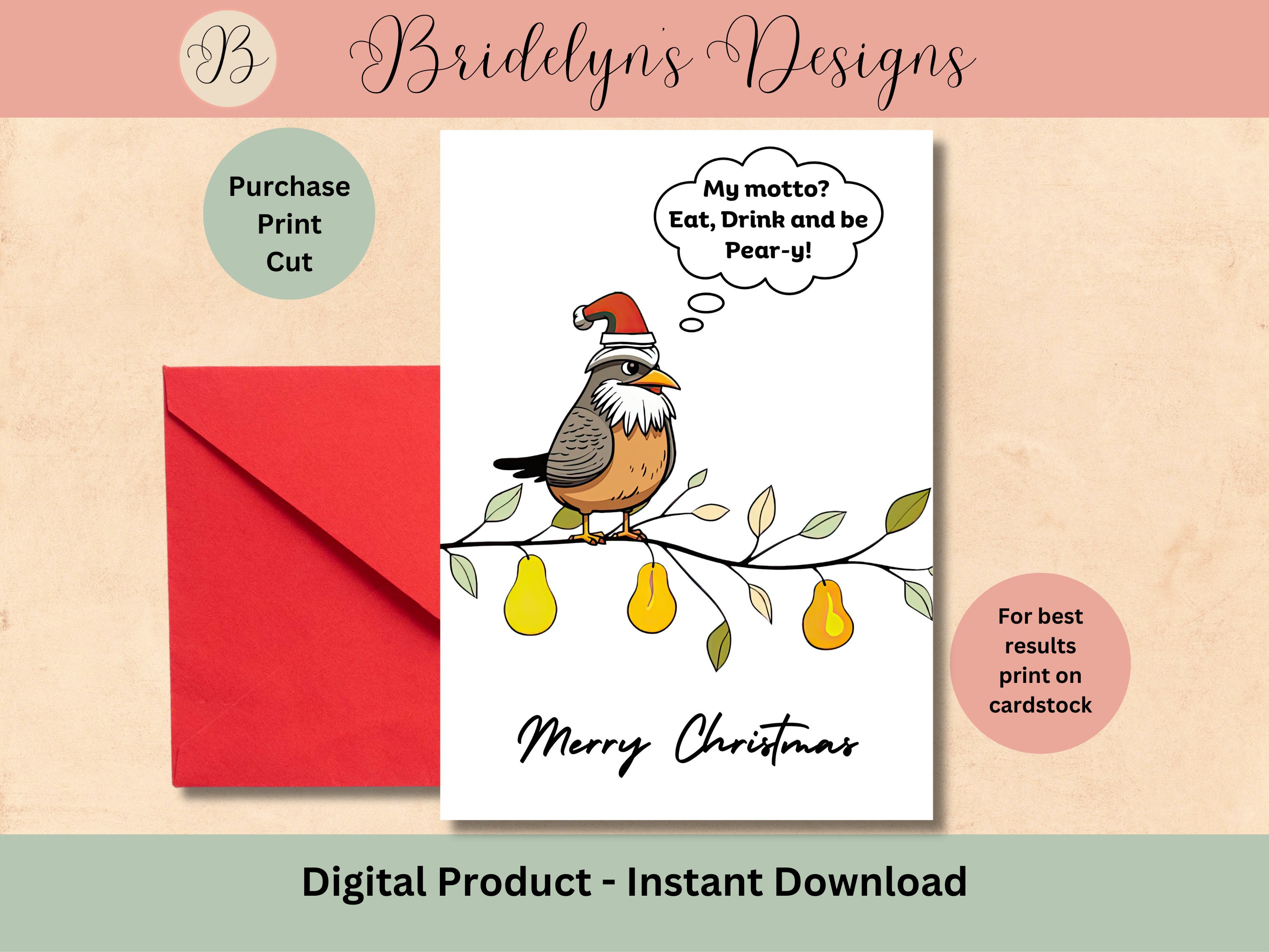 Funny Christmas Card Printable, Printable Christmas Card, Printable 5 X ...
