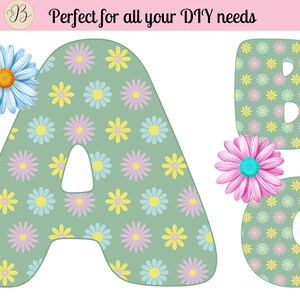 Cute Daisy Alphabet Clipart, Springtime Doodle Letters, Alphabet ...