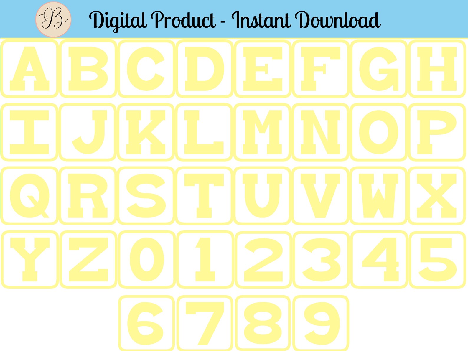 Baby Block Alphabet Clipart Bundle, Printable Baby Block Font, Cute ...