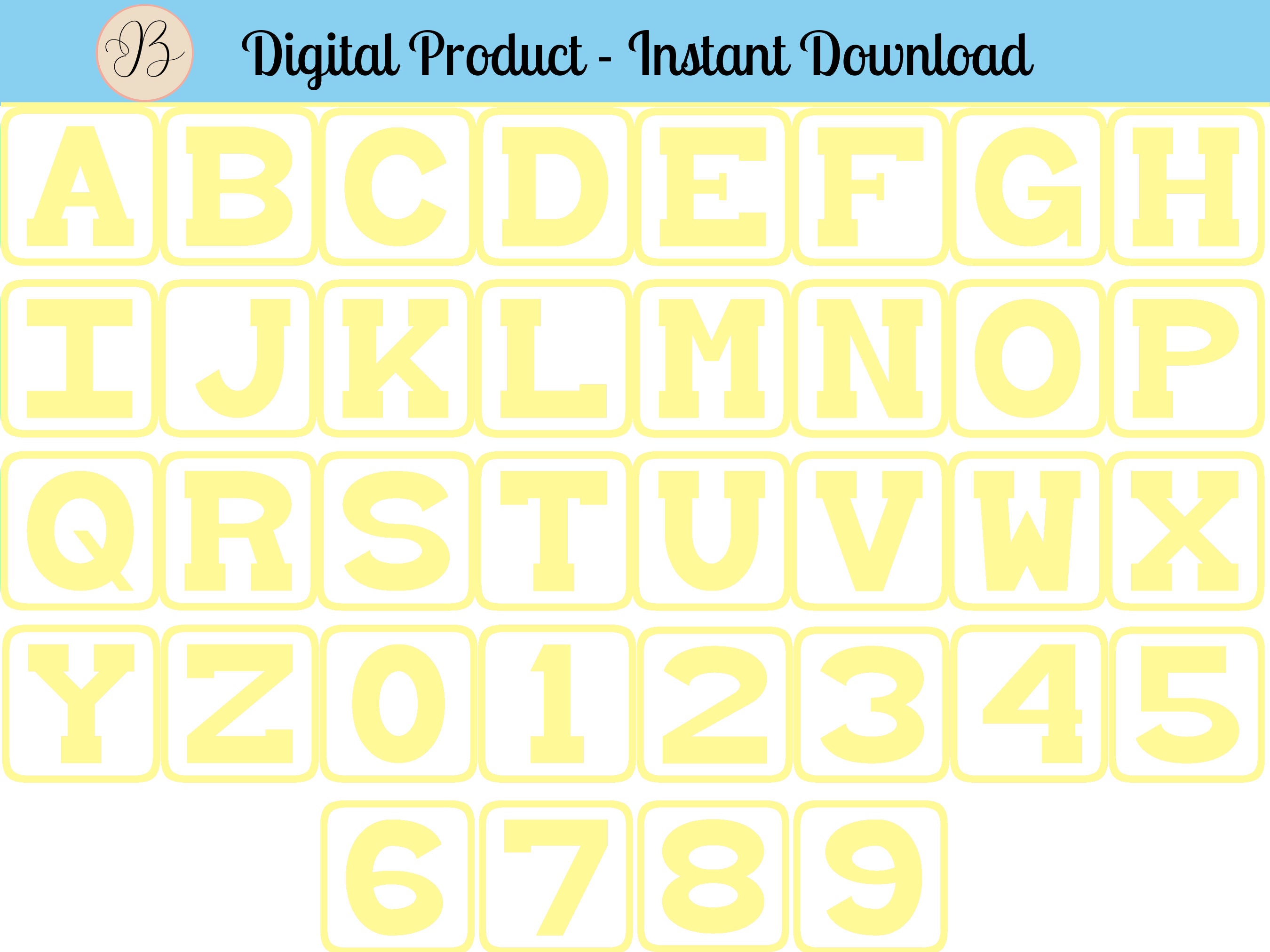 Baby Block Alphabet Clipart Bundle, Printable Baby Block Font, Cute ...