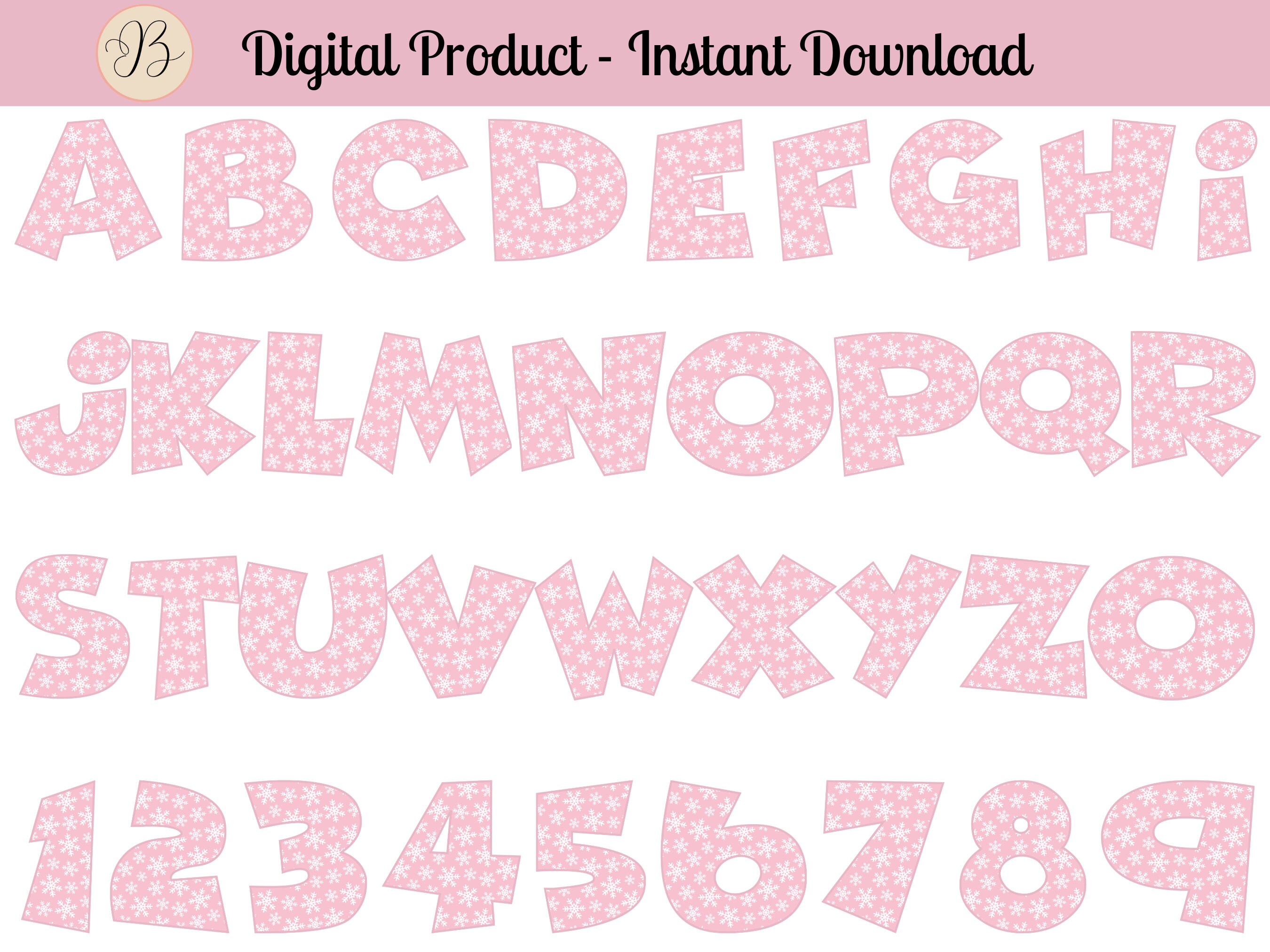 Snowflake Clipart Alphabet, Snowflake Letters PNG, Pastel Snowflake ...