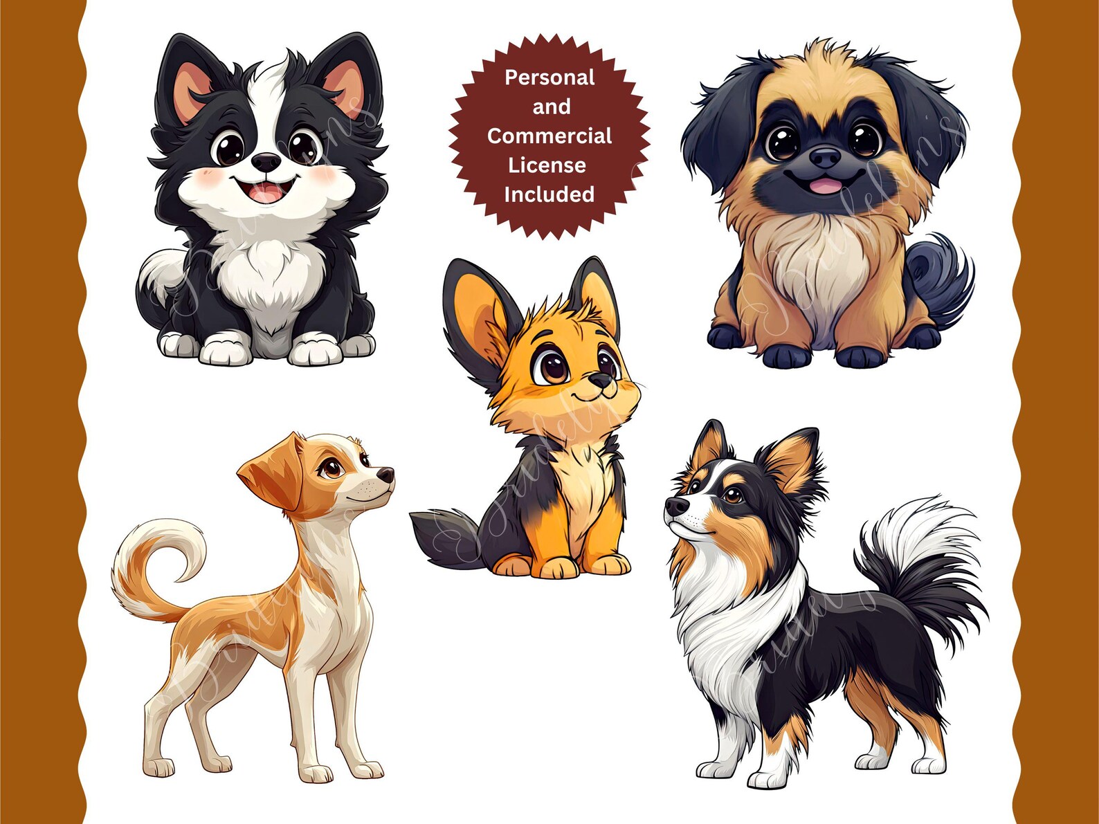 Cute Dog Breed Clipart Bundle, Chibi Dog Images, Puppy PNG Images ...
