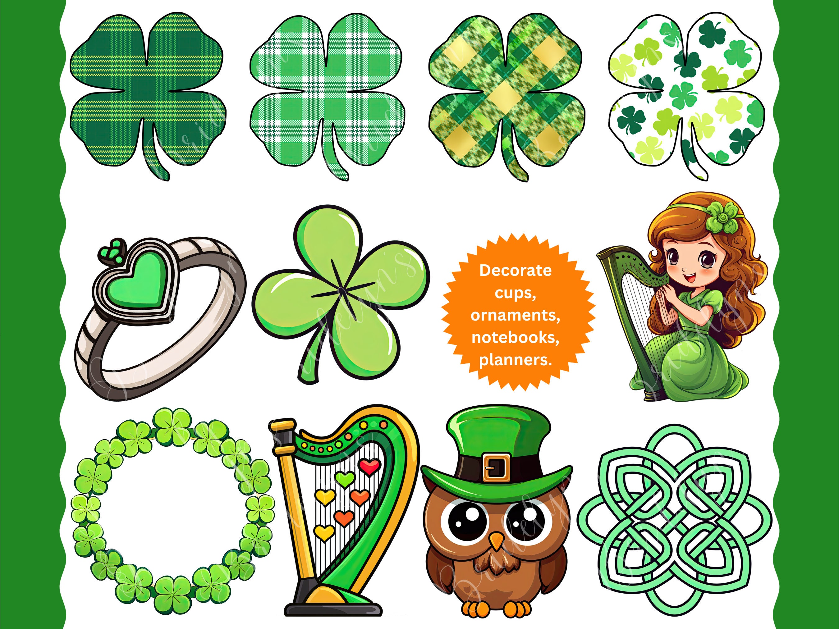 St Patricks Clipart Bundle, Irish Clipart, Ireland PNG, Irish Kawaii ...