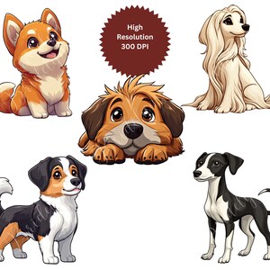 Cute Dog Breed Clipart Bundle, Chibi Dog Images, Puppy PNG Images ...