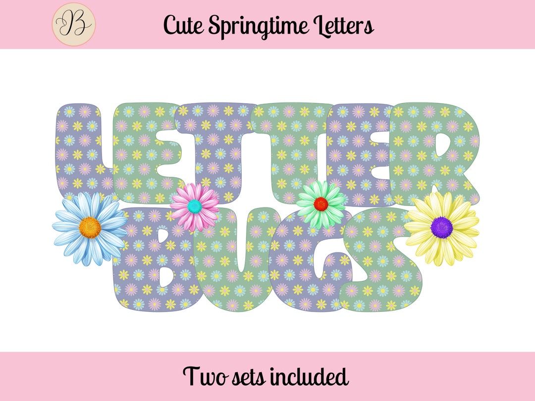 Cute Daisy Alphabet Clipart, Springtime Doodle Letters, Alphabet ...
