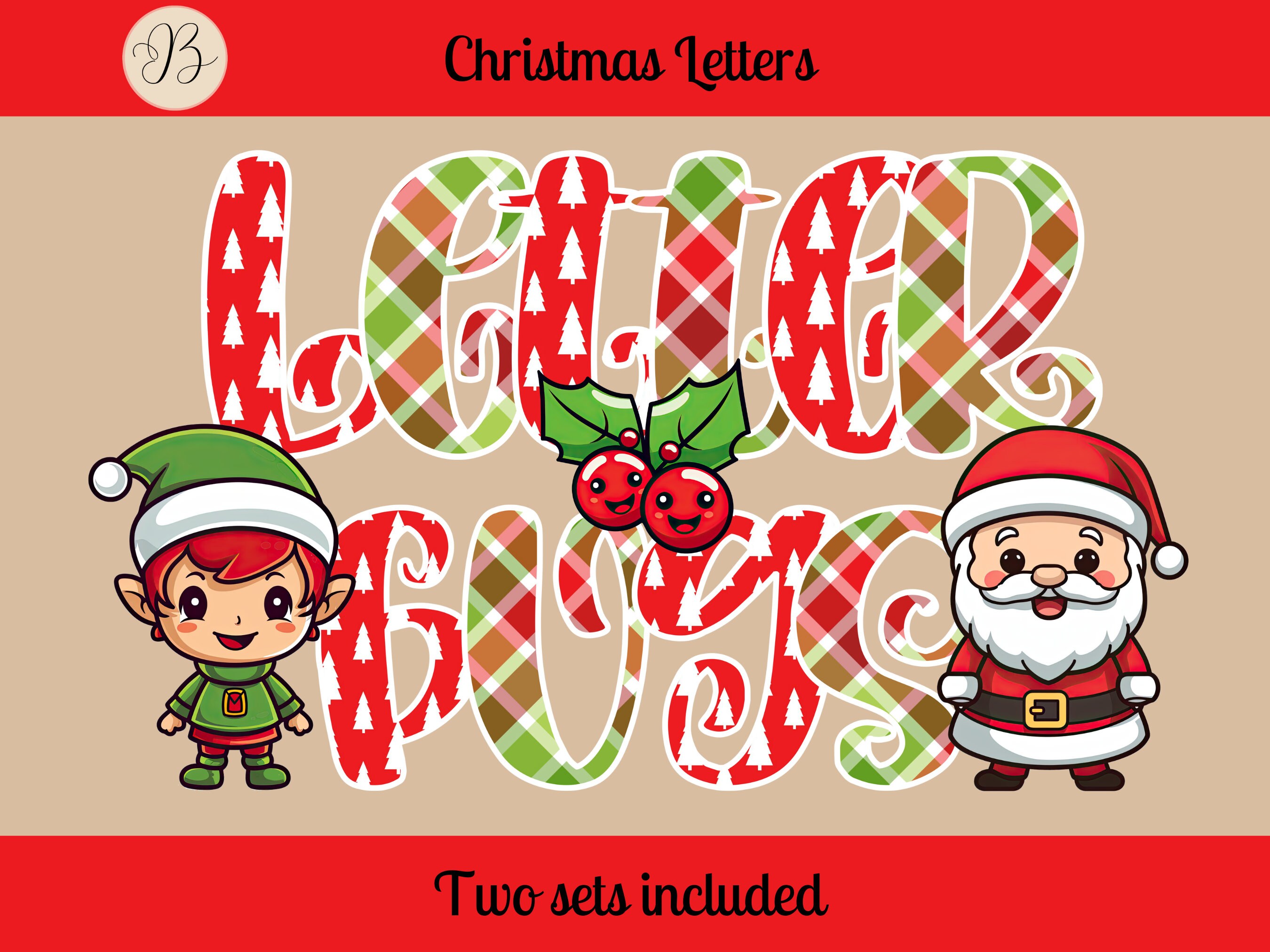 Christmas Letter Clipart, Holiday Alphabet PNG, Festive Doodle Font ...