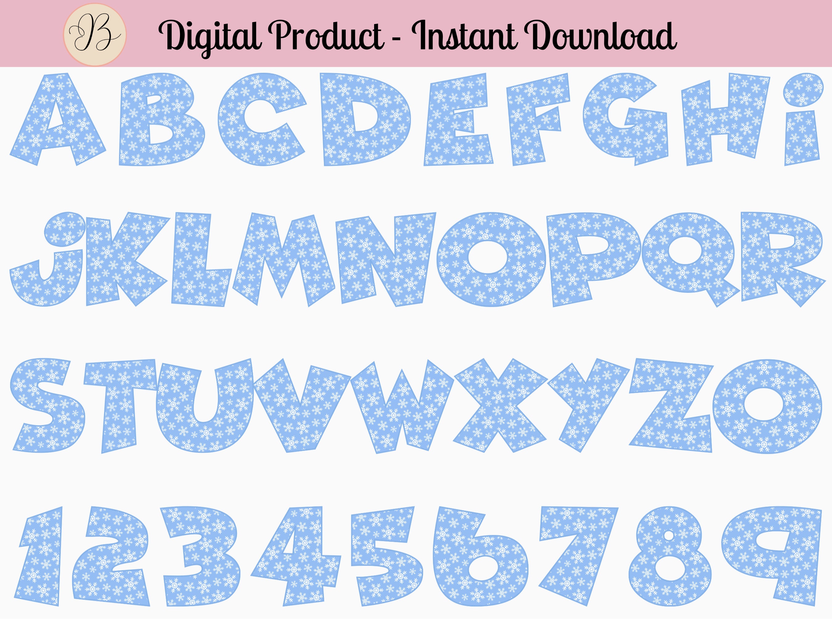 Snowflake Clipart Alphabet, Snowflake Letters PNG, Pastel Snowflake ...