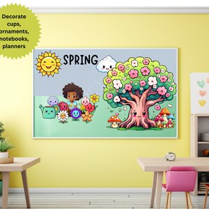 Cute Spring Clipart Bundle, Kawaii Spring Clipart, Flower Clipart ...