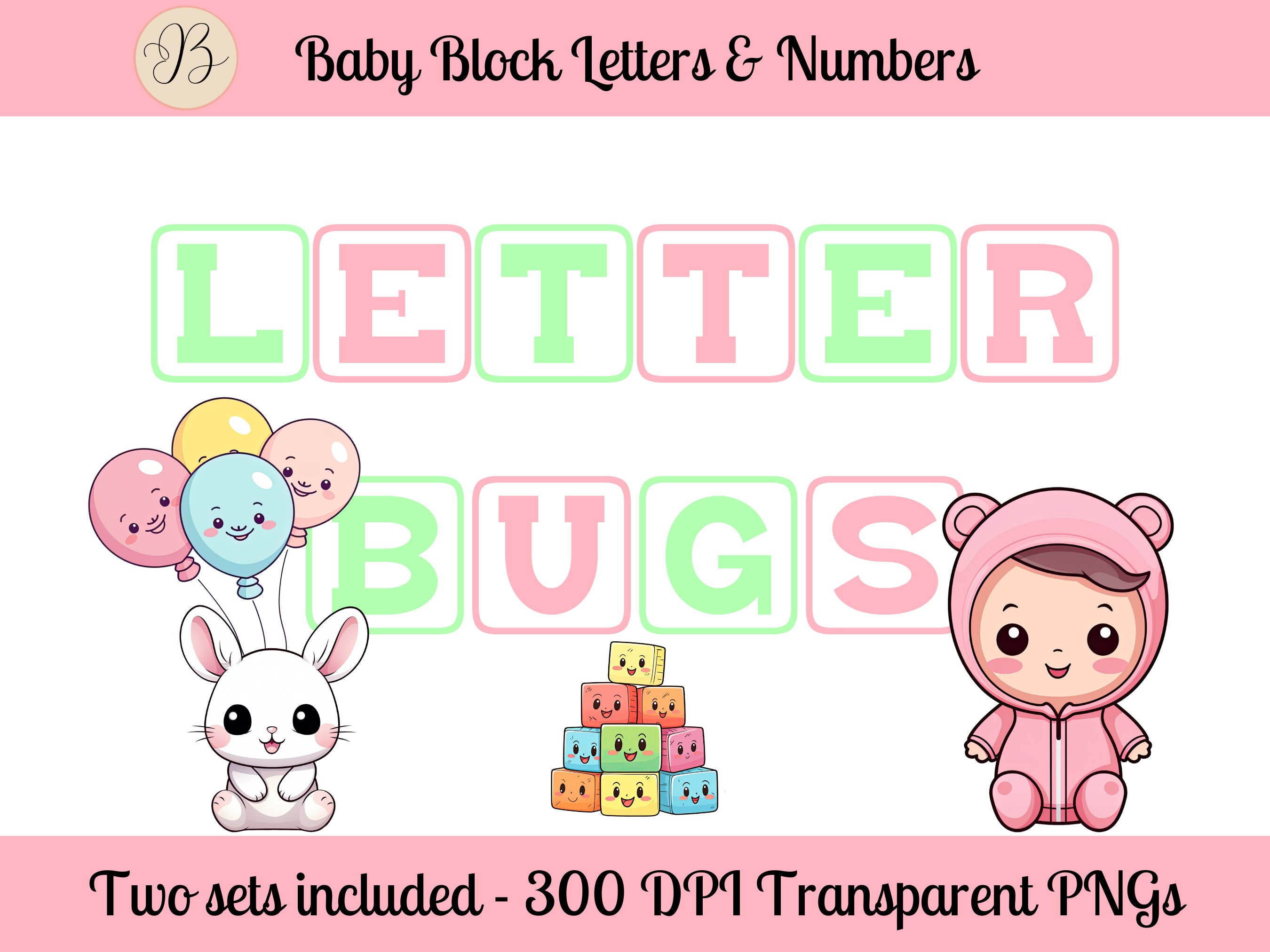 Baby Block Alphabet Clipart Bundle, Printable Block Alphabet, Child ...