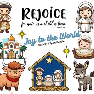 Nativity Clipart Bundle, Kawaii Nativity PNG Images, Christian Clipart ...
