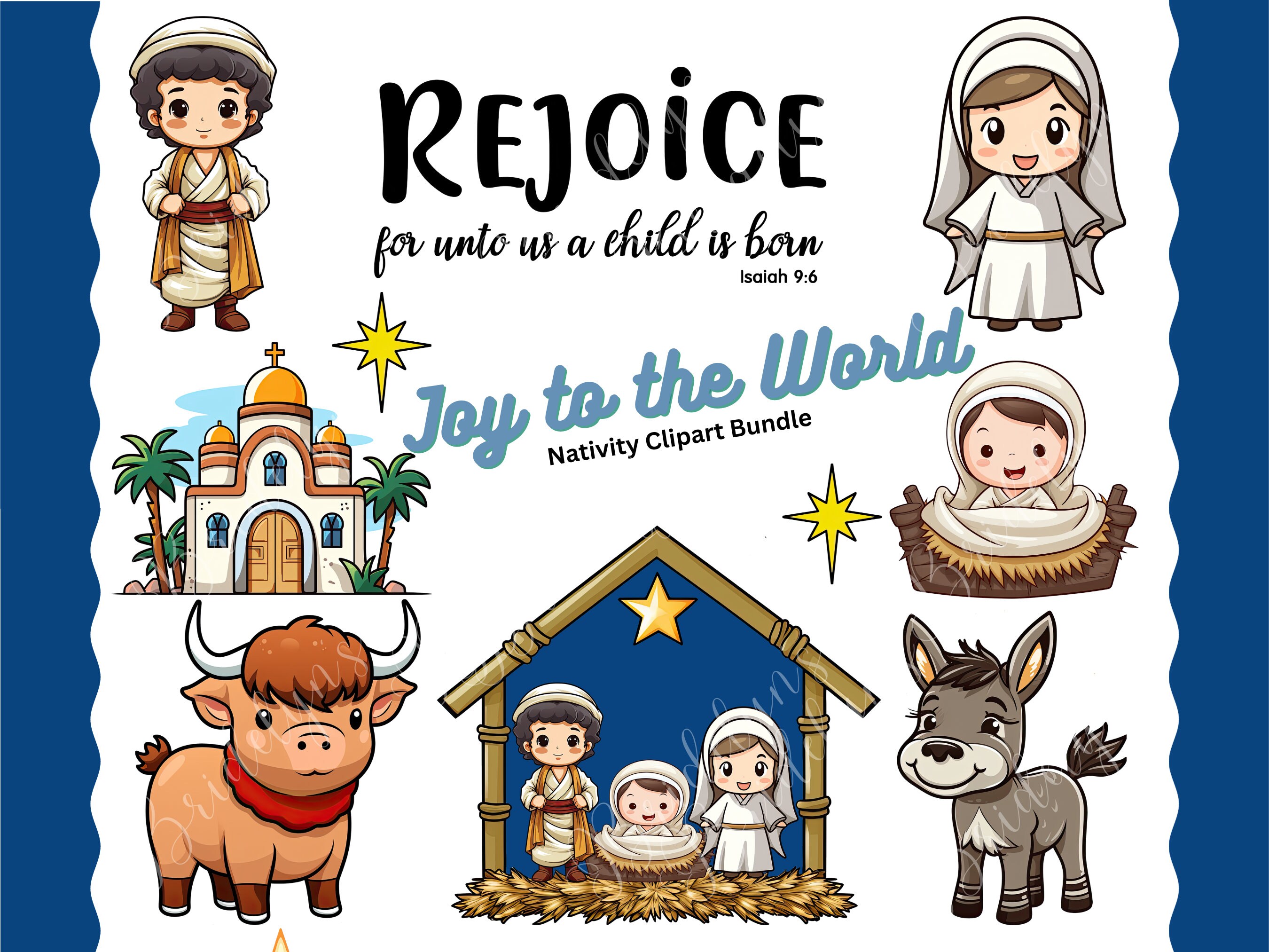 Nativity Clipart Bundle, Kawaii Nativity PNG Images, Christian Clipart ...