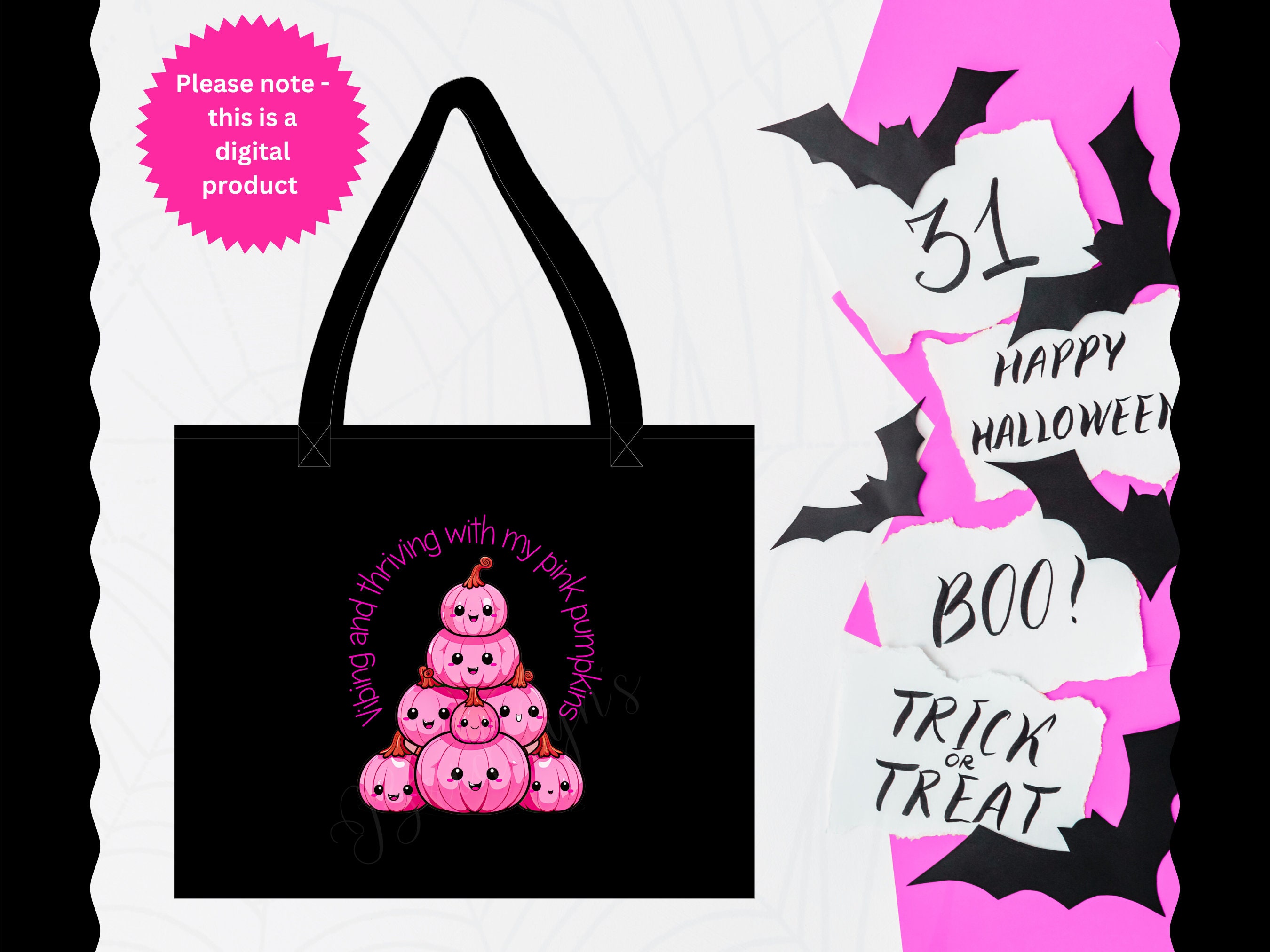 Cute Pink Halloween Clipart. Kawaii Spooky Pink Clipart - Etsy