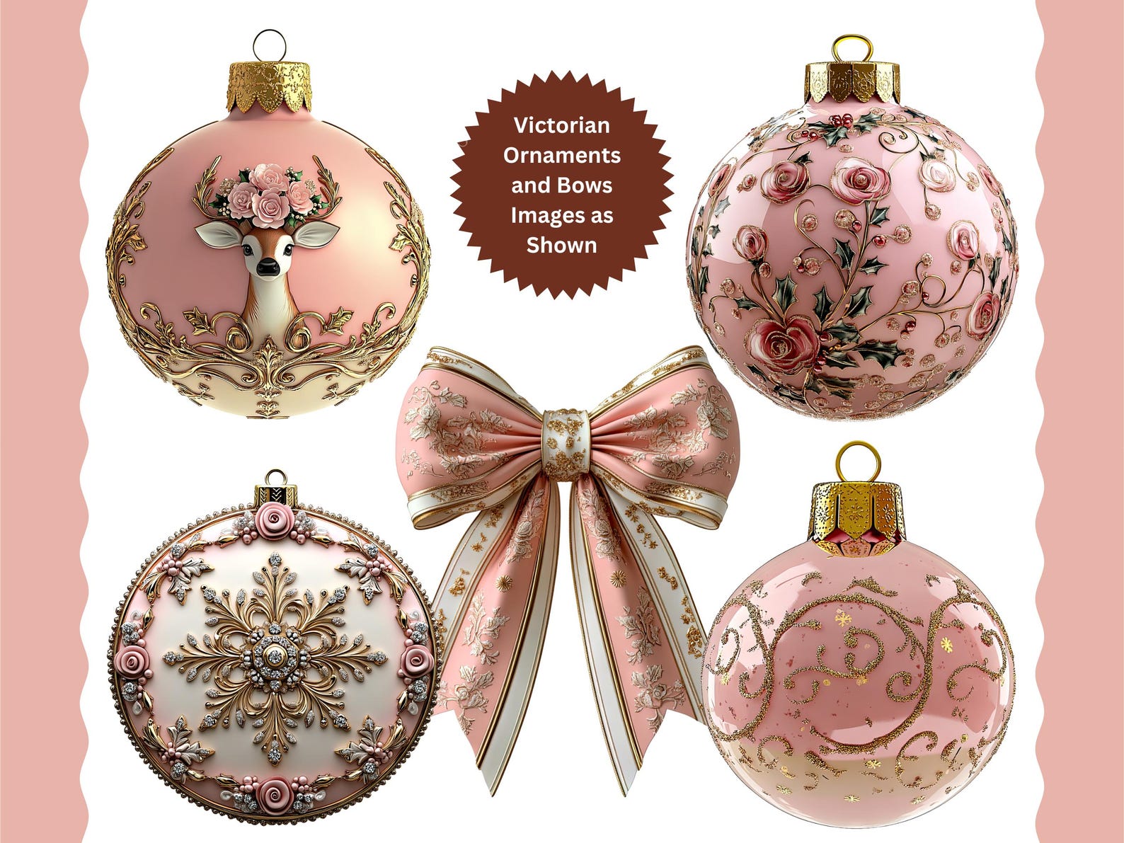 Christmas Coquette Clipart Bundle, Romantic Victorian Holiday Design ...