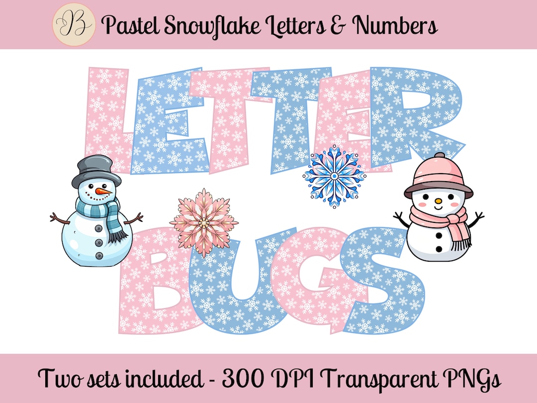 Snowflake Clipart Alphabet, Snowflake Letters PNG, Pastel Snowflake ...