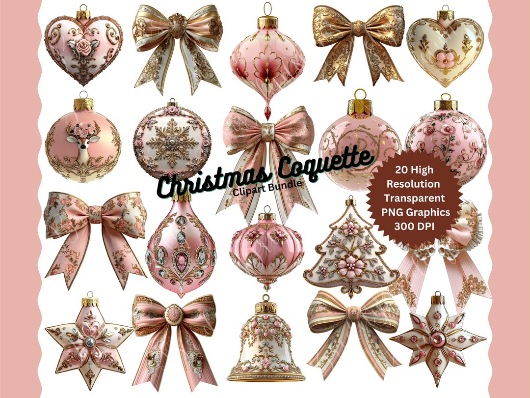 Christmas Coquette Clipart Bundle, Romantic Victorian Holiday Design ...