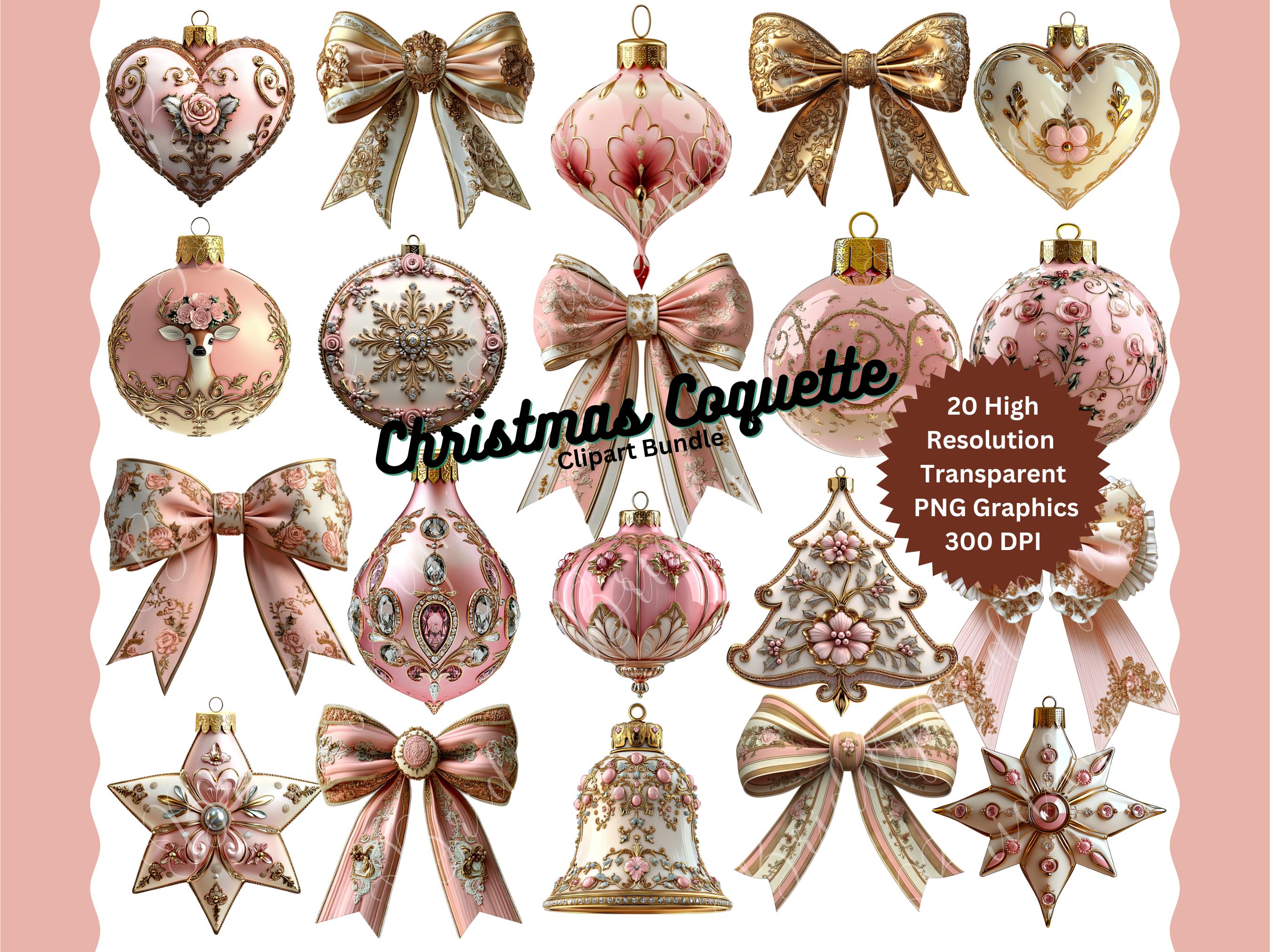 Christmas Coquette Clipart Bundle, Romantic Victorian Holiday Design ...