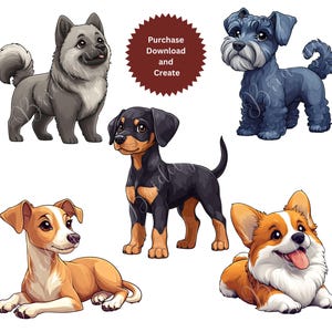 Cute Dog Breed Clipart Bundle, Chibi Dog Images, Puppy PNG Images ...