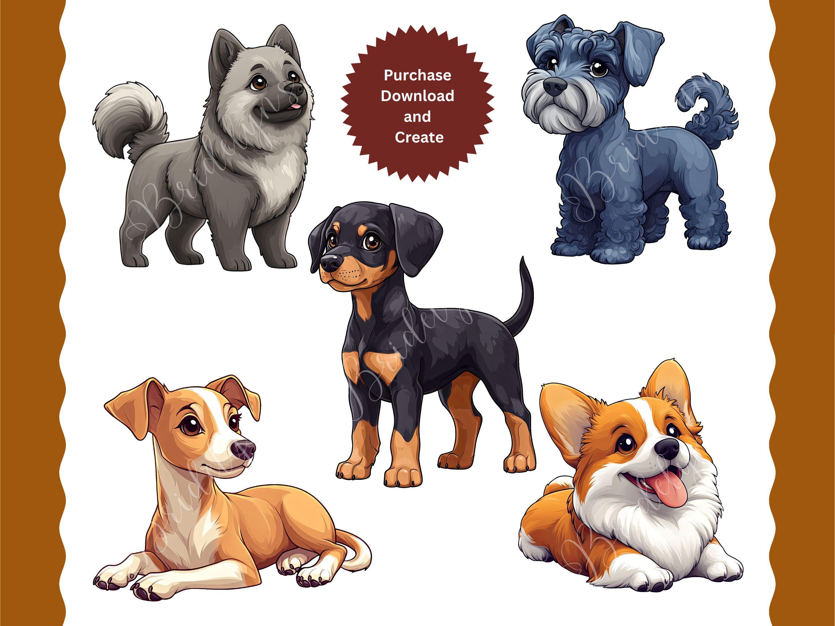 Cute Dog Breed Clipart Bundle, Chibi Dog Images, Puppy PNG Images ...