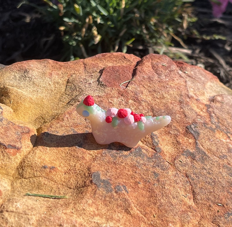 Miniature Polymer Clay Strawberry Dinosaur Handmade Kawaii Customizable ...