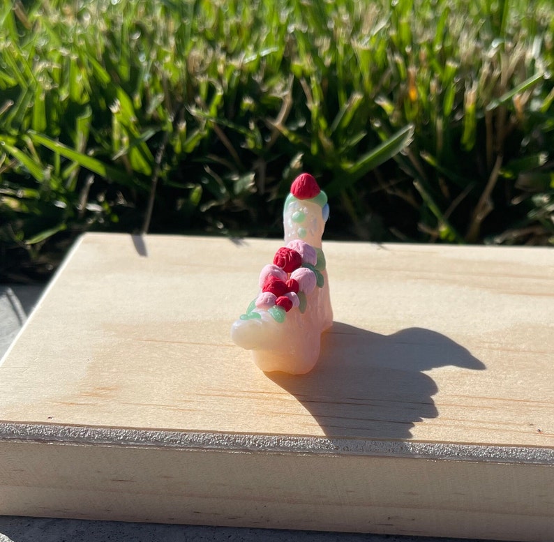 Miniature Polymer Clay Strawberry Dinosaur Handmade Kawaii Customizable ...