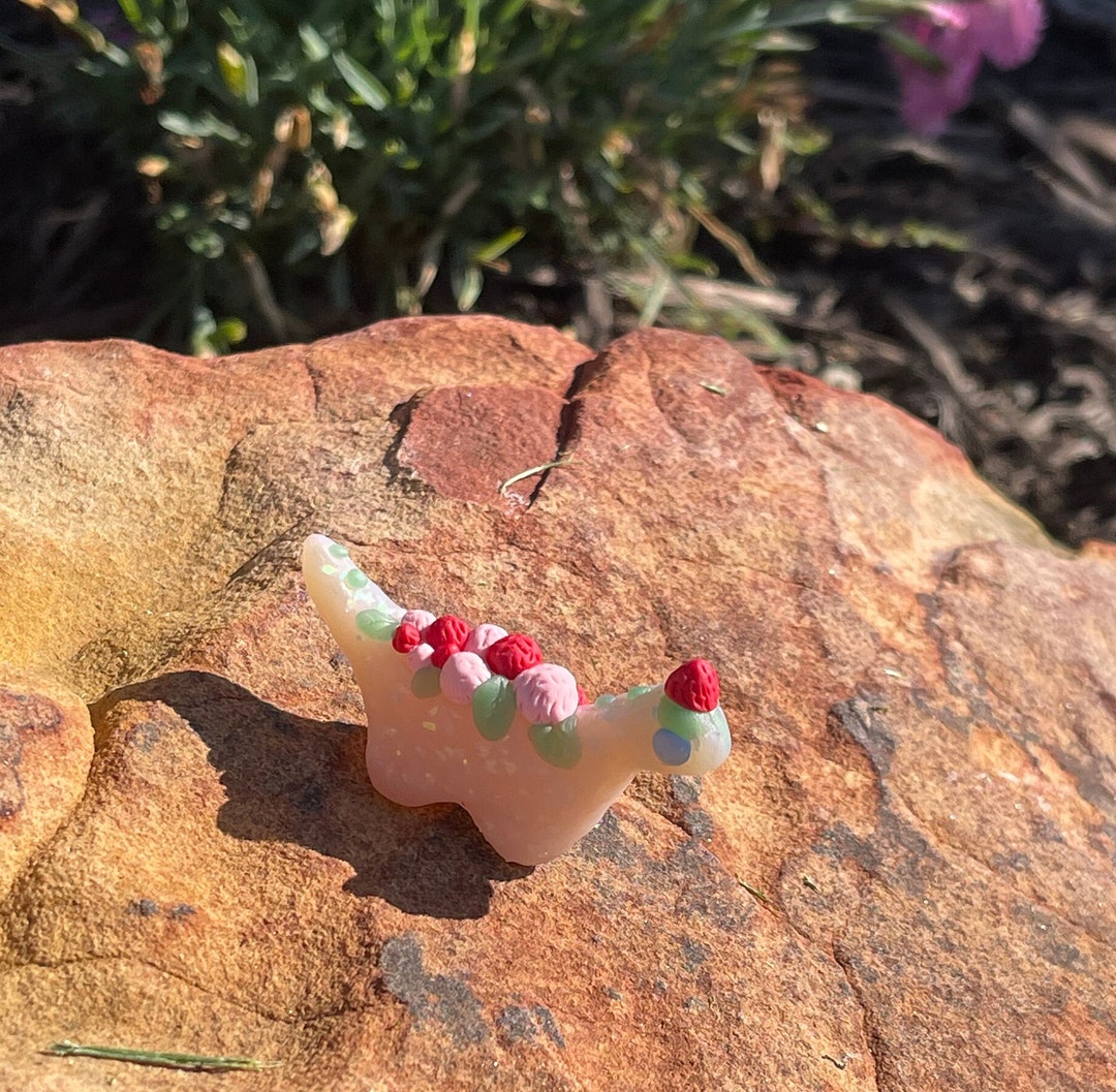 Miniature Polymer Clay Strawberry Dinosaur Handmade Kawaii Customizable ...