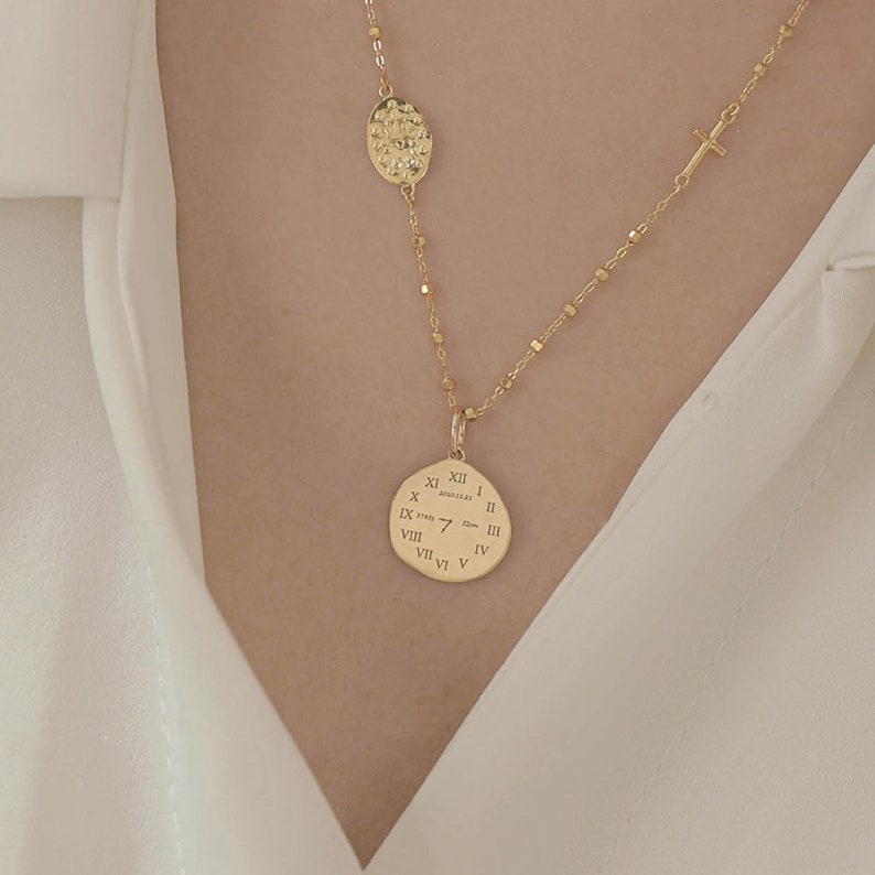 18k SOLID GOLD Baby Memory Necklace, Customized Newborn Necklace ...