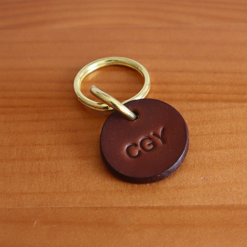Custom Leather Keychain, Personalized Leather Keychain, Round Keychain ...