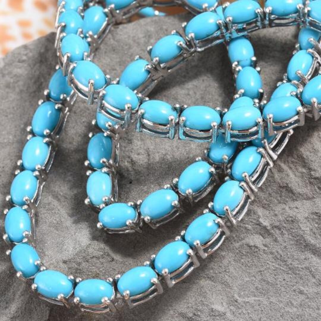 Sleeping Beauty Turquoise Tennis Necklace in Sterling Silver, Turquoise ...