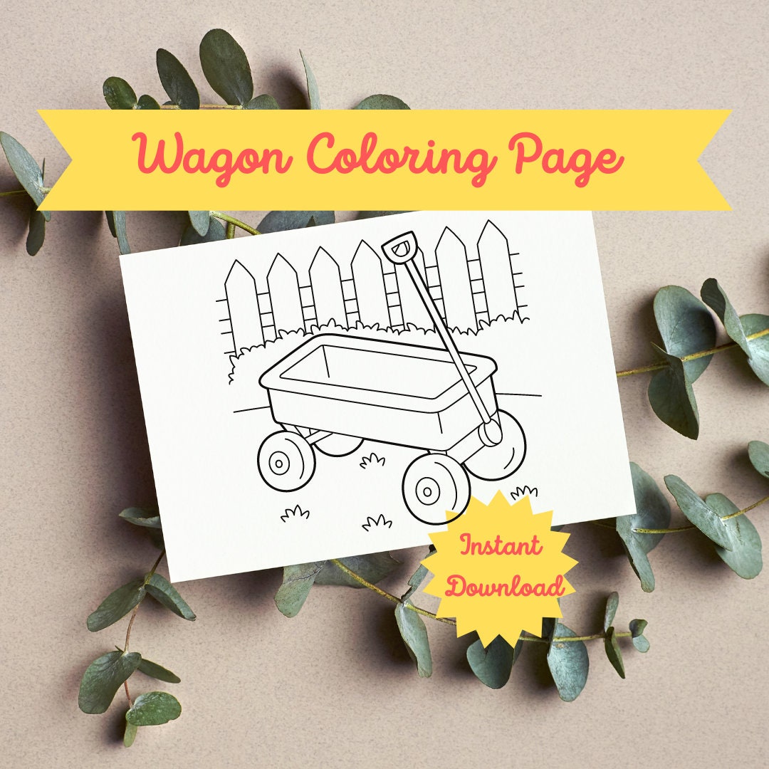 Wagon Coloring Page - Printable Instant Download, Coloring Page for ...