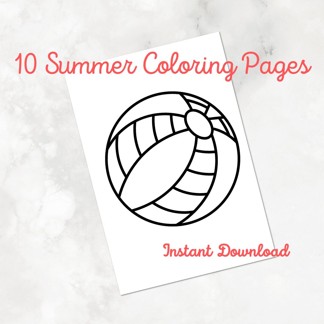 10 Simple Summer Coloring Pages for Kids, Toddlers. Printable Coloring ...