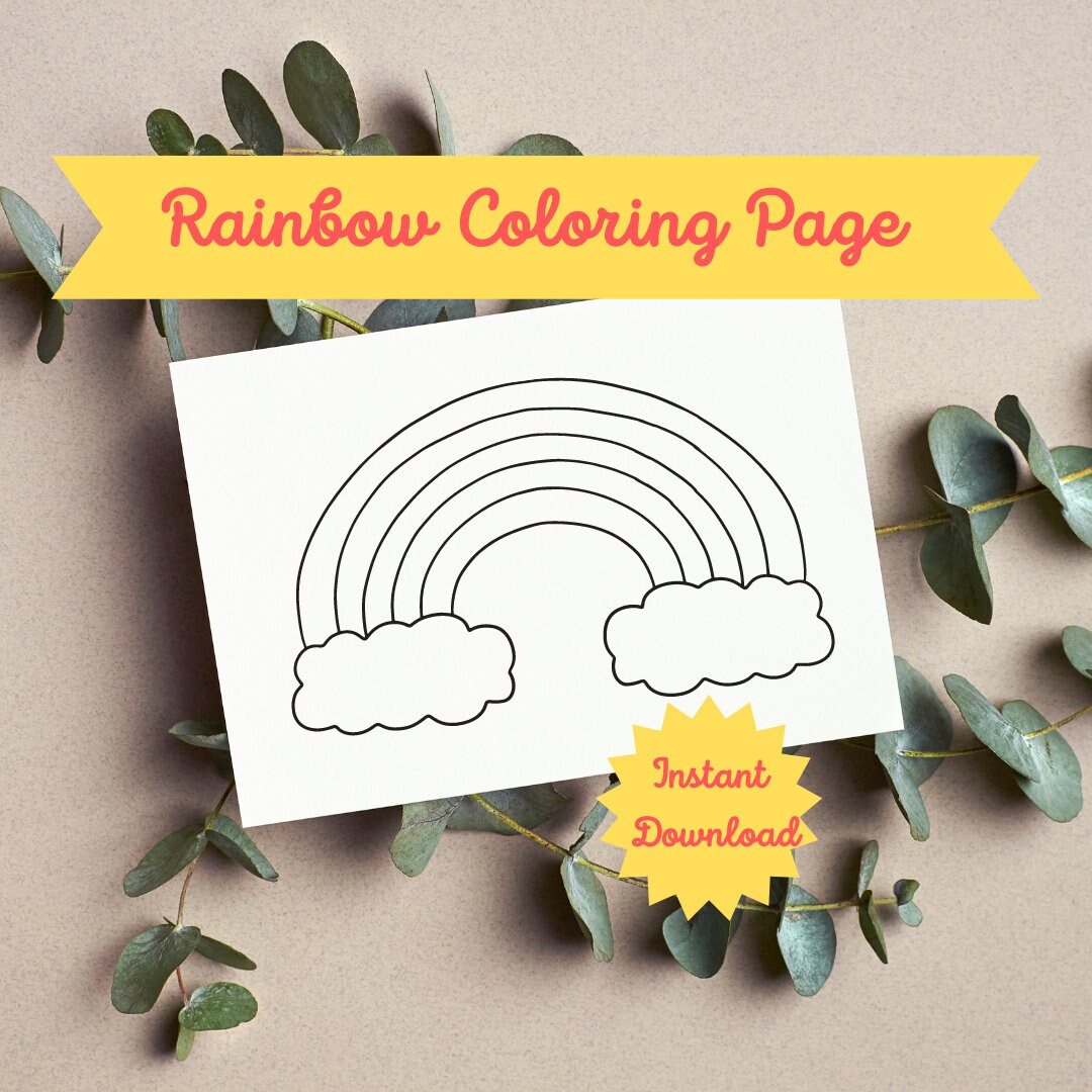 Rainbow Coloring Page - Printable Instant Download, Coloring Page for ...