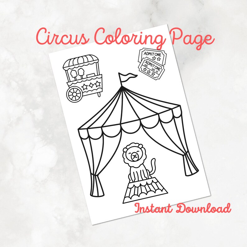 Circus Coloring Page - Printable Instant Download, Coloring Page for ...