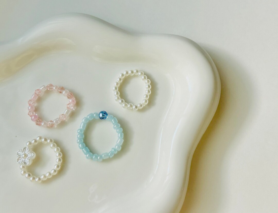 Beaded Rings Set, Handmade Beaded Rings, Set of Four Rings, Gift Set - Etsy