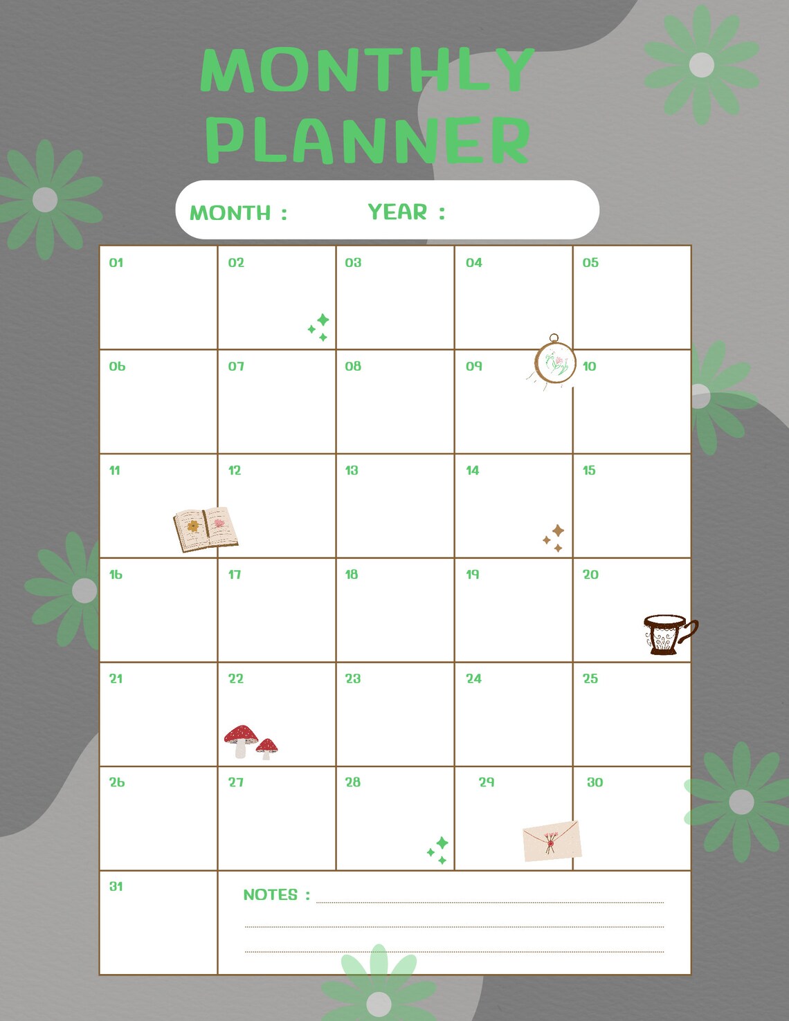 Daily,weekly, and Monthly Printable Planners - Etsy