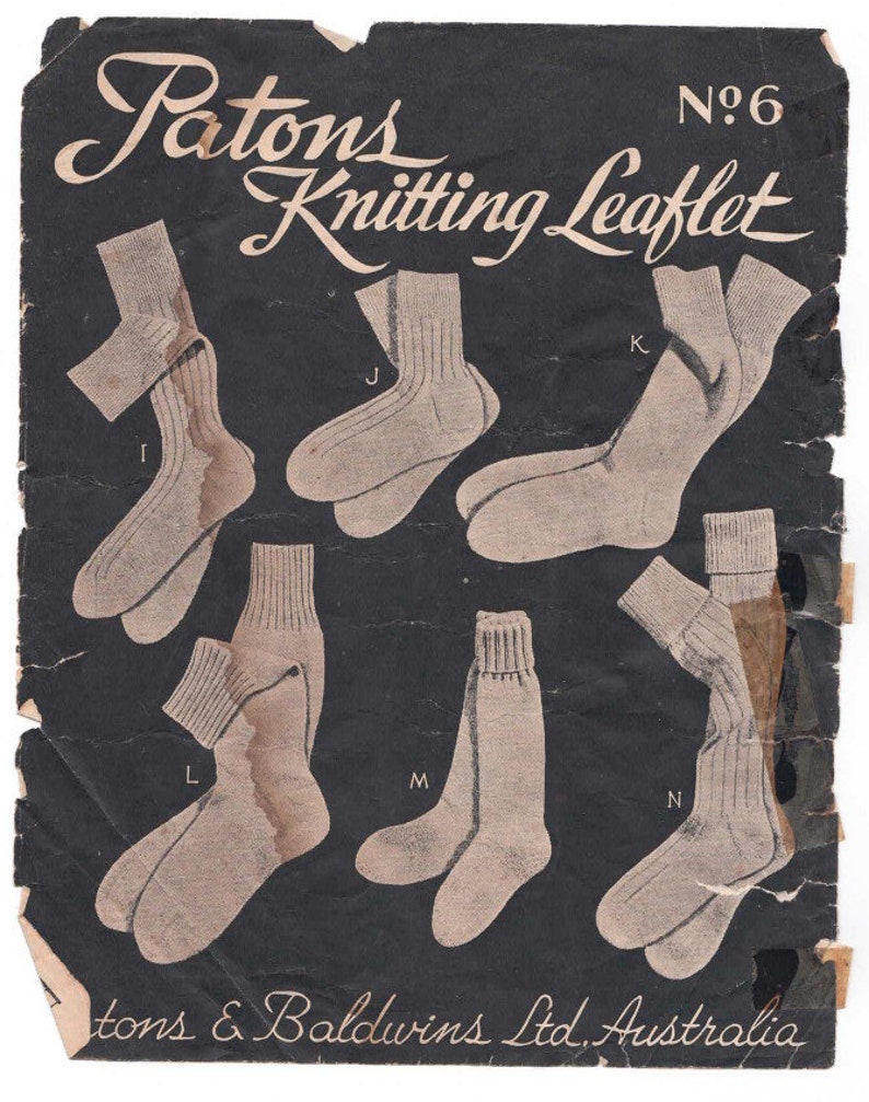 1940's Vintage Knitting Pattern Collection. Socks and - Etsy