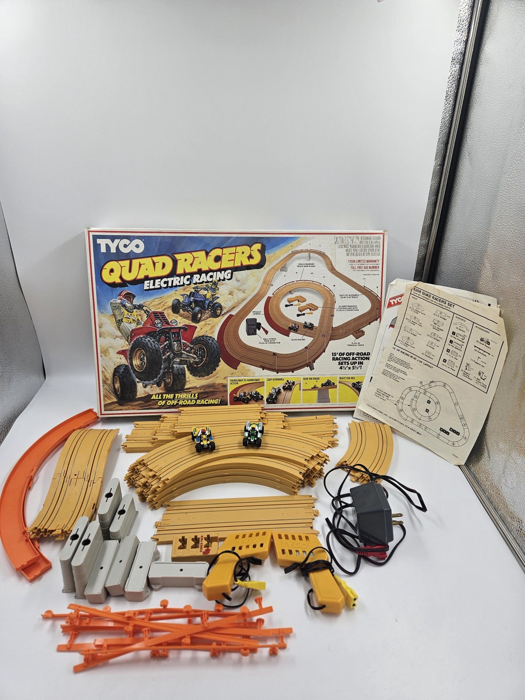 1988 Tyco Quad Racers HO Slot Car Track Set Electric Racers Set Tested ...