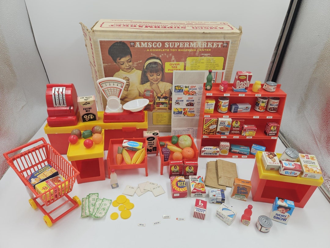 1965 AMSCO Toy Supermarket Grocery Store Food Accessories Barbie Size ...
