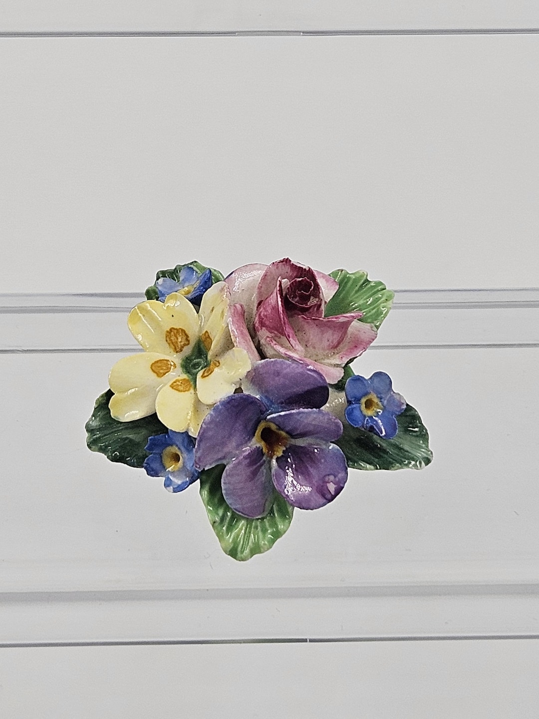 English Porcelain Floral Brooch, Crown Staffordshire Porcelain Vintage ...